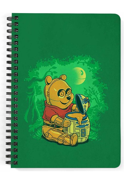 Winnie-The-Pooh Baskılı Ahşap Kapaklı Defter 15X20 cm DFT4347
