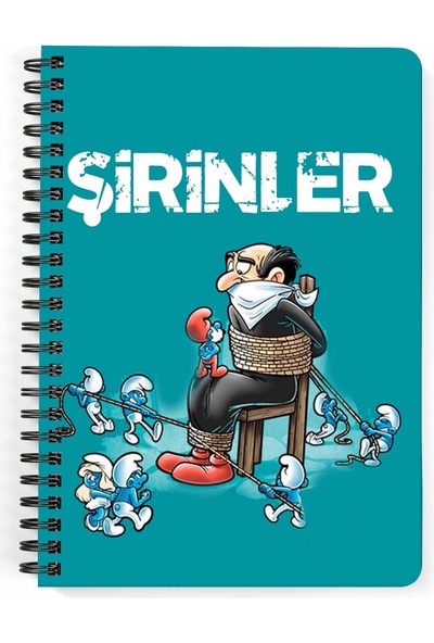 Şirinler Baskılı Ahşap Kapaklı Defter 15X20 cm DFT4363
