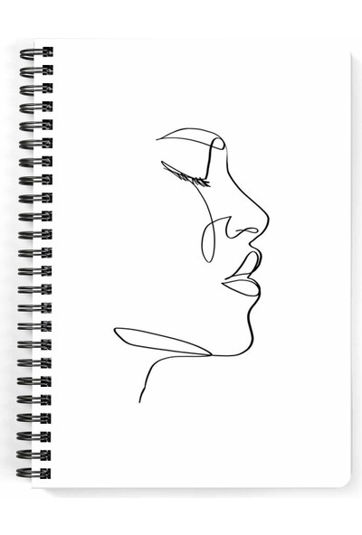 Soyut Kadın Baskılı Ahşap Kapaklı Defter 15X20 cm DFT2962