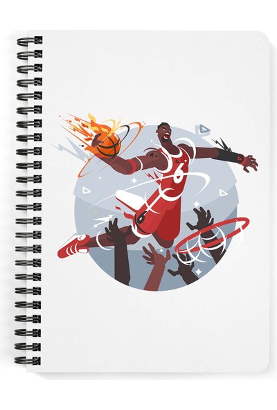 Basketbolcu Baskılı Ahşap Kapaklı Defter 15X20 cm DFT2022