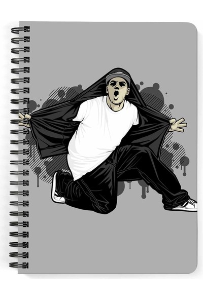 Break Dance Baskılı Ahşap Kapaklı Defter 15X20 cm DFT5352