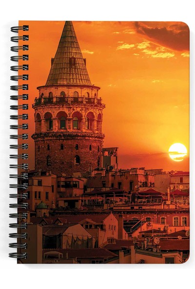 Galata Kulesi Baskılı Ahşap Kapaklı Defter 15X20 cm DFT4959 Galata Kulesi Baskılı Ahşap Kapaklı Defter 15X20 cm DFT4959
