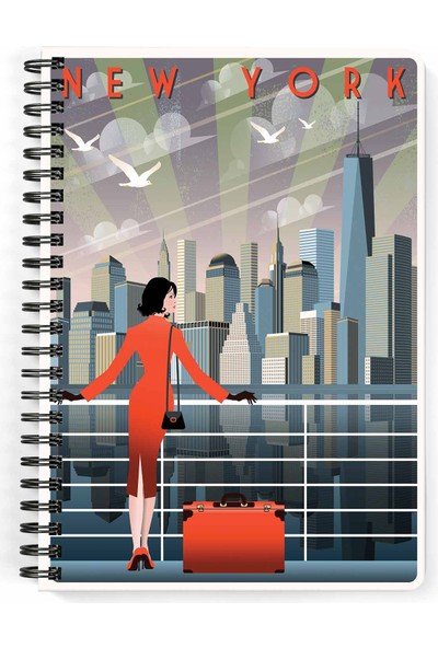 New York Baskılı Ahşap Kapaklı Defter 15X20 cm DFT5311