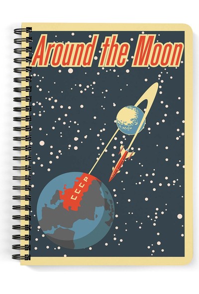 Astak Around The Moon Baskılı Ahşap Kapaklı Defter 15X20 cm DFT578 Astak Around The Moon Baskılı Ahşap Kapaklı Defter 15X20 cm DFT578