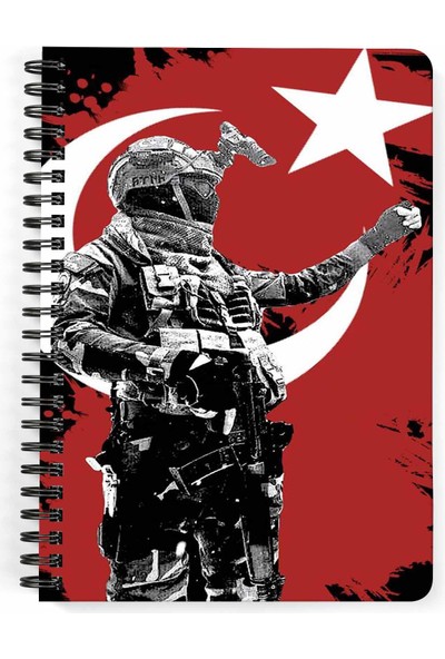 Türk Askeri Baskılı Ahşap Kapaklı Defter 15X20 cm DFT5718