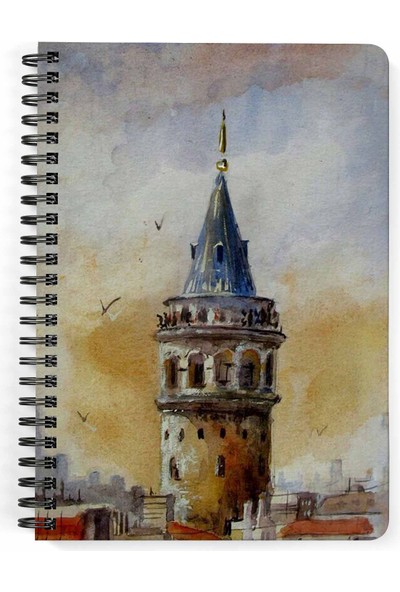 Galata Kulesi Baskılı Ahşap Kapaklı Defter 15X20 cm DFT3538 Galata Kulesi Baskılı Ahşap Kapaklı Defter 15X20 cm DFT3538