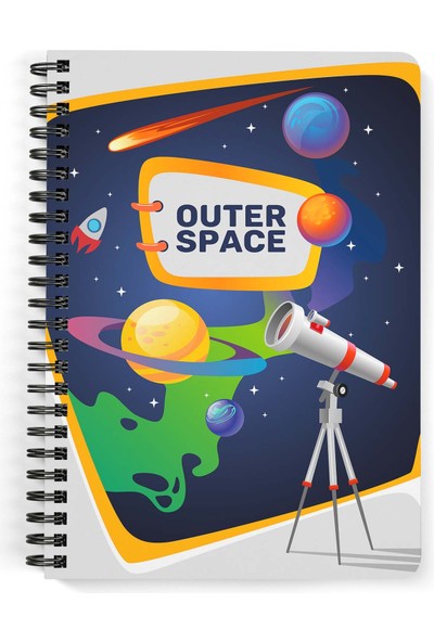 Teleskop Baskılı Ahşap Kapaklı Defter 15X20 cm DFT571
