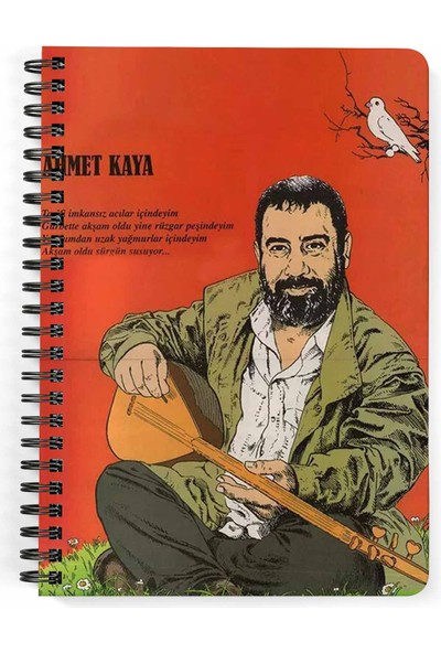 Ahmet Kaya Baskılı Ahşap Kapaklı Defter 15X20 cm DFT4069