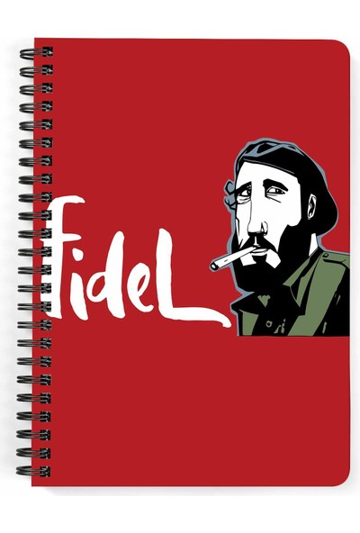 Fidel Castro Baskılı Ahşap Kapaklı Defter 15X20 cm DFT5371