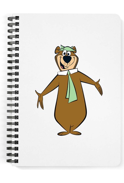 Ayı Yogi Baskılı Ahşap Kapaklı Defter 15X20 cm DFT6234