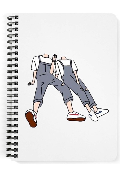 Genç Sevgililer Baskılı Ahşap Kapaklı Defter 15X20 cm DFT6714