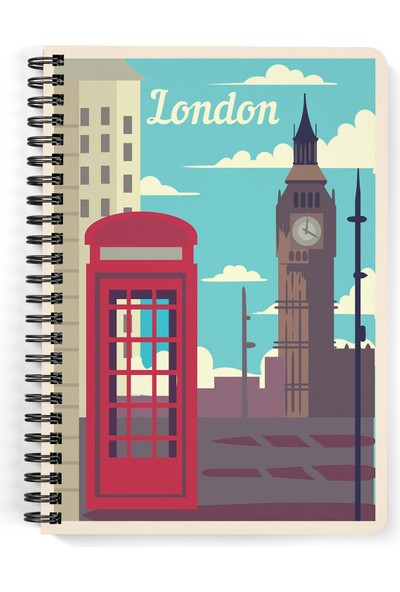 Londra Baskılı Ahşap Kapaklı Defter 15X20 cm DFT540