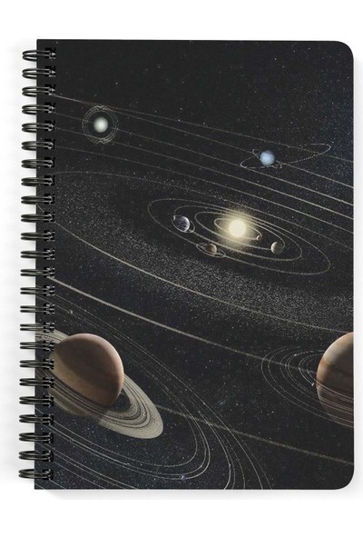 Gezegen Baskılı Ahşap Kapaklı Defter 15X20 cm DFT2332