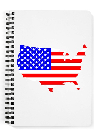 Usa Baskılı Ahşap Kapaklı Defter 15X20 cm DFT2143