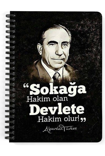 Alparslan Türkeş Baskılı Ahşap Kapaklı Defter 15X20 cm DFT5619