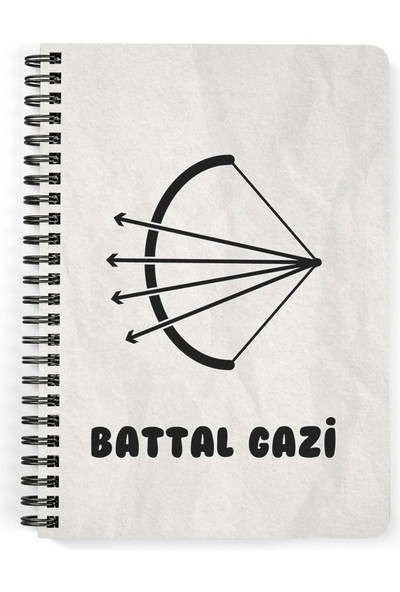 Battal Gazi Baskılı Ahşap Kapaklı Defter 15X20 cm DFT2434