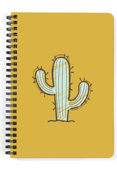 Kaktüs Baskılı Ahşap Kapaklı Defter 15X20 cm DFT3908