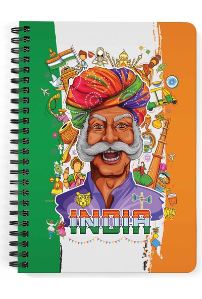 Hindistan Baskılı Ahşap Kapaklı Defter 15X20 cm DFT5105