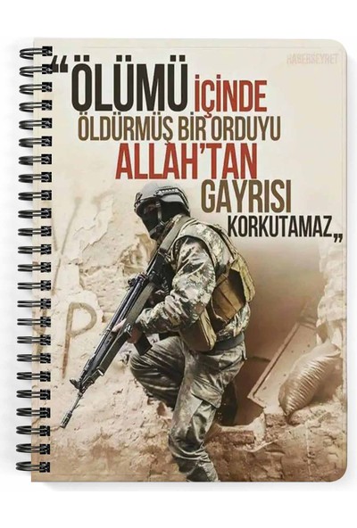 Türk Askeri Baskılı Ahşap Kapaklı Defter 15X20 cm DFT5721