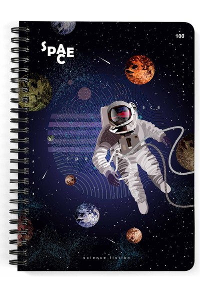 Space Baskılı Ahşap Kapaklı Defter 15X20 cm DFT5142