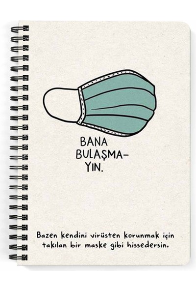 Bana Bulaşmayın Baskılı Ahşap Kapaklı Defter 15X20 cm DFT4115