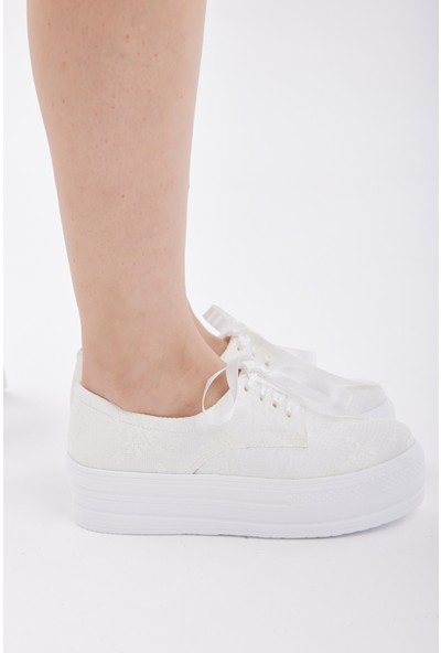 Derinet Sedef Dantelli Gelinlik Ayakkabısı