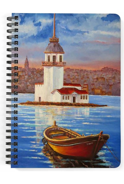 Kız Kulesi Baskılı Ahşap Kapaklı Defter 15X20 cm DFT5563