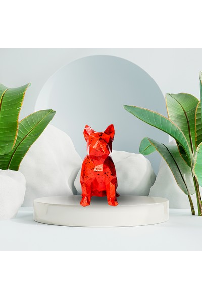 Minazey French Bulldog Red Black Biblo Heykel Dekorasyon Ürünü