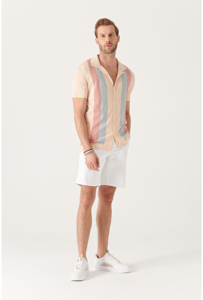 AVVA Erkek Beyaz 5 Cepli Denim Şort E003655 AVVA Erkek Beyaz 5 Cepli Denim Şort E003655