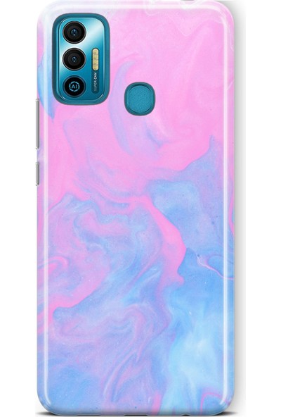Tecno Spark 7t Kılıf Kamera Korumalı Baskılı Silikon Kapak - Bluepink
