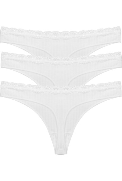Vanilya Secret Beli Dantel Tanga Pamuk 3'lü Paket