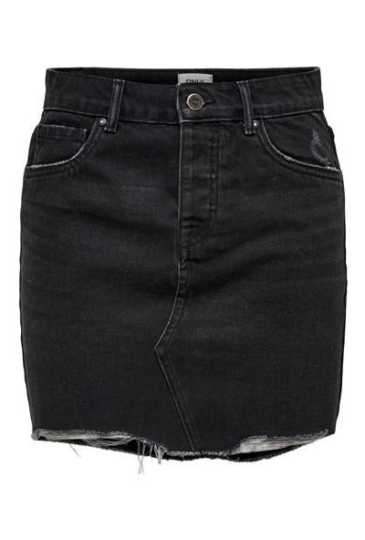 Only Kadın Mavi Yırtık Detaylı Siyah Kot Etek