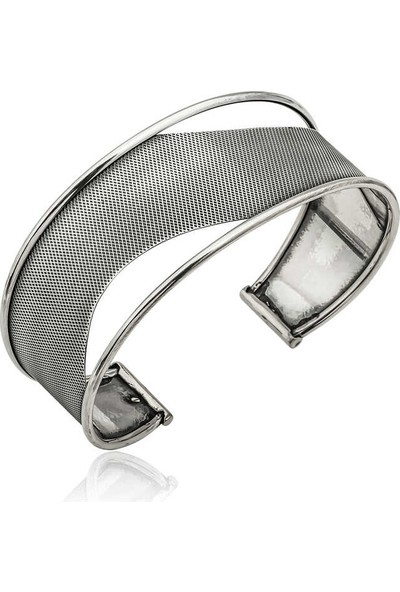 Gümüş Eskitme Desenli Kadın Bilezik