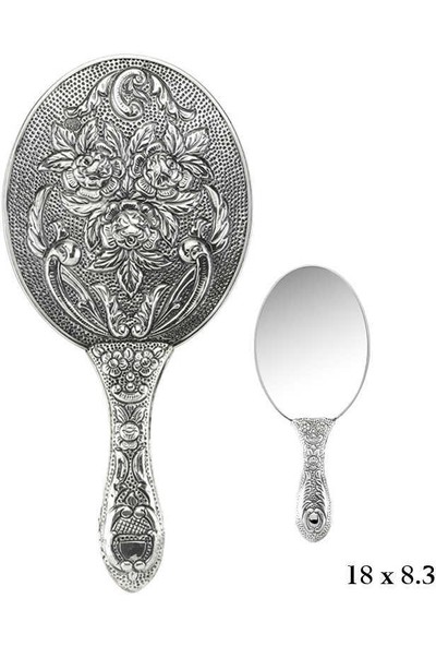 Gumush Gül Motifli El Aynası