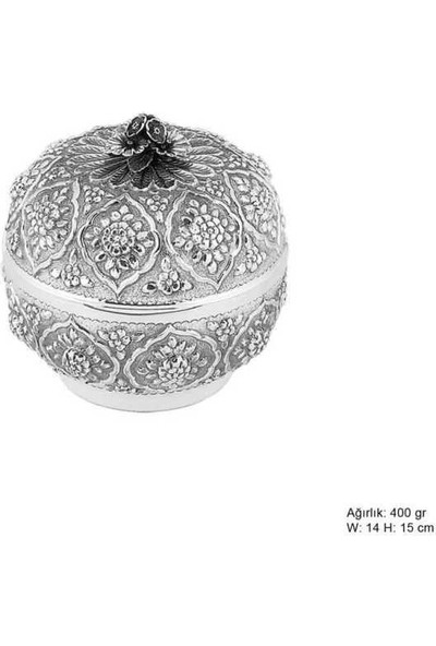 Gumush Papatya Desenli Gümüş Bonbonyer
