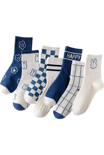 Kalavika Kadın Çorapları Orta Sonbahar ve Kış 7 Çift Beyaz (Yurt Dışından)