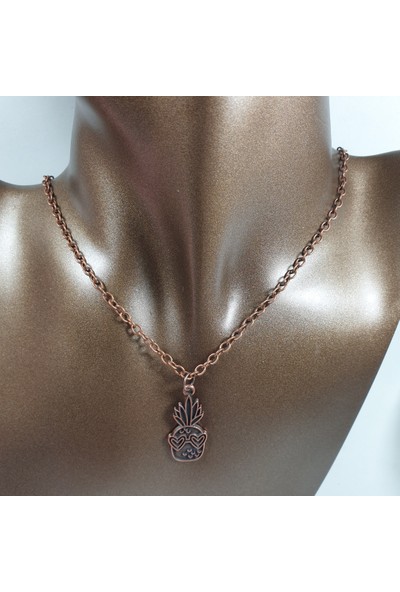 Bakır Renk 25MM Ananas Figürlü Kolye