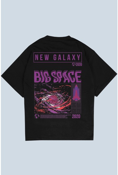 AyveGa Big Space Siyah Oversize Unisex T-Shirt