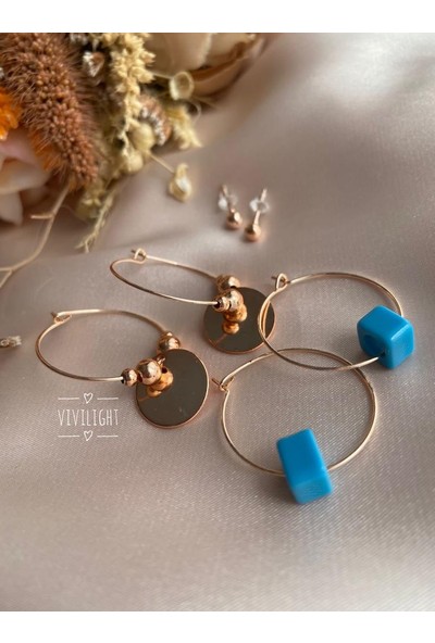 Vivi Light Takı Rose Gold 3lü Küpe Vivi Light Takı Rose Gold 3lü Küpe