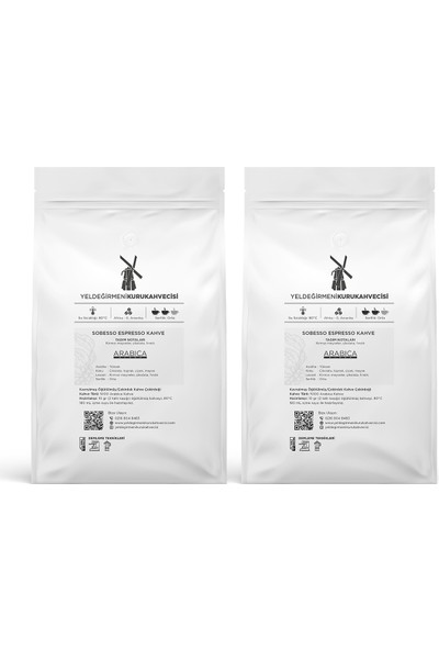 Yeldeğirmeni Kurukahvecisi Sobesso Espresso Kahve 2 Adet x 250 gr Yeldeğirmeni Kurukahvecisi Sobesso Espresso Kahve 2 Adet x 250 gr