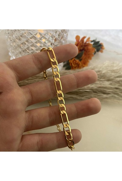 Aksesuarr Çarşısı Aksesuarr Çarsısı Ezme Zincir Bieklik 22 Ayar Altın Kaplama