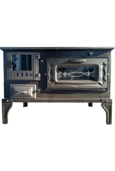 Dorello Kuzine Soba Mat Siyah 40 cm Fırınlı Soba Dokum Soba Kuzine Soba Emaye Soba Takma Ayaklı Soba