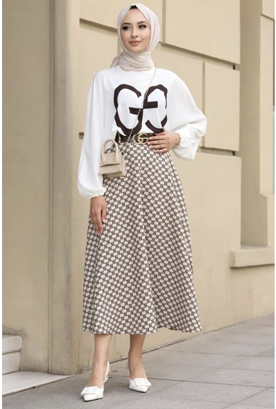 Vmk Still Kemerli Kiloş Etek Takım-Taş