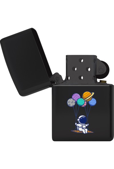 Hero Tasarım Gezegen Balonları Baskılı Siyah Çakmak BLL1841