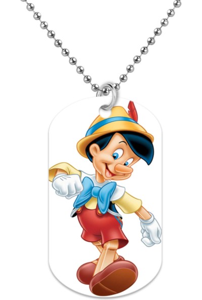 Rowalsi Pinocho Baskılı Gümüş Zincirli Künye/kolye TYT1739