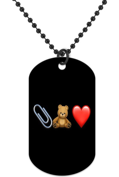 Rowalsi Ayıcık Baskılı Siyah Zincirli Künye/kolye TYT1434