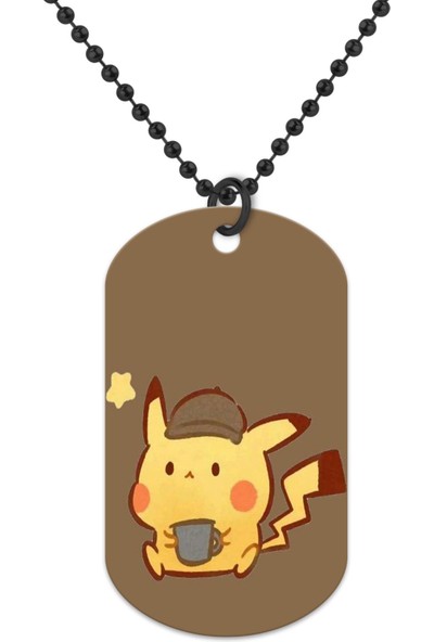 Rowalsi Baby Pikachu Baskılı Siyah Zincirli Künye/kolye TYT1441 Rowalsi Baby Pikachu Baskılı Siyah Zincirli Künye/kolye TYT1441