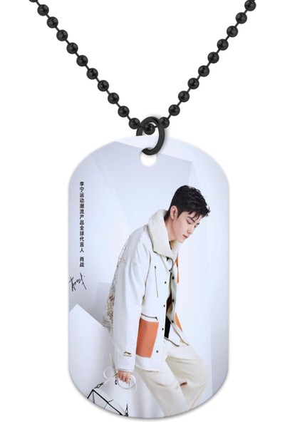 Rowalsi Li-Ning Baskılı Siyah Zincirli Künye/kolye TYT1664