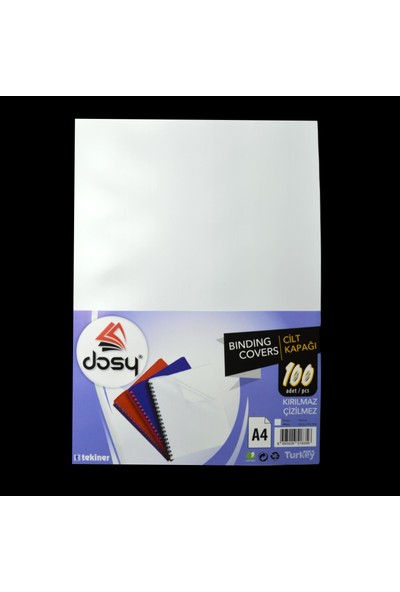 Dosy Cilt Kapağı A4 160 Micron 100 Lü Paket Beyaz Dosy Cilt Kapağı A4 160 Micron 100 Lü Paket Beyaz