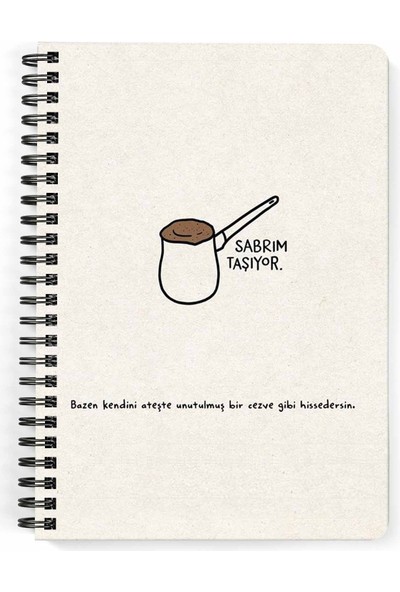 Astak Sabrım Taşıyor Baskılı Ahşap Kapaklı Defter 15X20 cm DFT5087